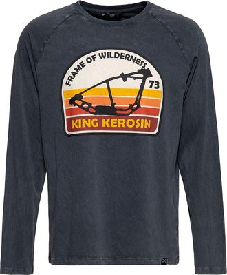 King Kerosin Herren Acidwash Print Longsleeve Regular Fit Rundhals Frame of Wilderness