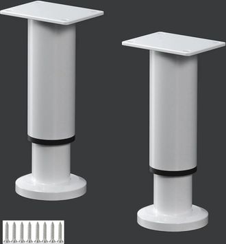 Generic Verstellbare M&ouml;belf&uuml;&szlig;e, 2er-Set Metallf&uuml;&szlig;e F&uuml;r Kommoden, Schreibtische Und Regale - Robuste Ersatzf&uuml;&szlig;e Mit Rutschfester Unterseite(Wei&szlig;,12-18cm)