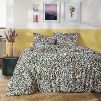 TERRE DE NUIT Terre De Nuit - Parure de lit coton imprimé floral Vert 240x220