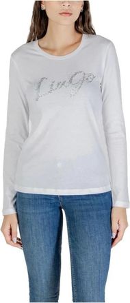 Liu Jo Femme, Tops, Blanc, Taille: 38 FR T-shirt &agrave; manches longues en coton avec logo