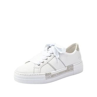 Rieker Femme Frühjahr/Sommer N4902 Sneakers Basses, Blanc (Weiss/Fog-Silver/ 81 81), 40 EU
