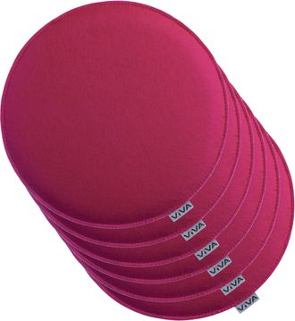 Brandsseller Sitzkissen Filz Rund 6er Set - &Oslash; 35 cm in Pink - Stuhlkissen aus Filz f&uuml;r Innen & Au&szlig;en - robuste Sitzauflagen f&uuml;r St&uuml;hle, Esszimmer, Garten & Balkon