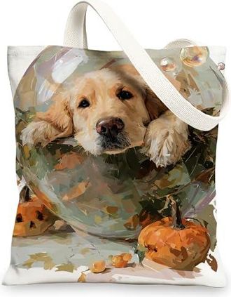 Generic Sacs fourre-tout artistiques en toile, sacs de courses réutilisables, légers et lavables avec bandoulière pour les voyages, crème, 13x15 Inch