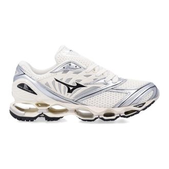 Mizuno Homme, Chaussures, Multicolore, Taille: 44 1/2 EU Baskets Blanches Argent Wave Prophecy LS