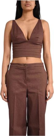Pinko Pinko, Femme, Tops, Brun, Taille: 36 FR Hauts sans manches