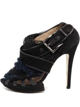 Nicholas Kirkwood Pre-owned ausgefranste Wildledersandalen 130mm - Schwarz