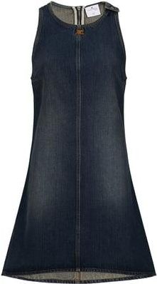Courr&egrave;ges Robe courte &eacute;vas&eacute;e en denim de coton m&eacute;lang&eacute;