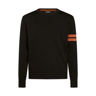 Ermenegildo Zegna Schwarzer Baumwollstrick Cloud Stripe Pullover - - Knitwear - Herren - Schwarzk - M