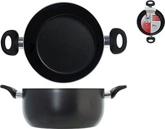 hOme Home Maitre Kasserolle Antihaftbeschichtet mit 2 Griffen Aluminium, Anthrazit/schwarz, 24 cm