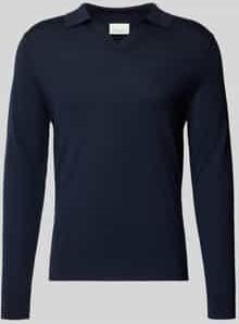 Profuomo Strickpullover mit Polokragen und V-Ausschnitt