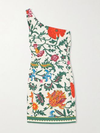 La DoubleJ + Orlebar Brown Asymmetrisches Minikleid Aus Einer Baumwollmischung Mit Blumenprint - Mehrfarbig