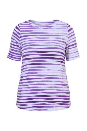 Ulla Popken T-Shirt T-Shirt Ziersteine U-Boot-Ausschnitt Halbarm