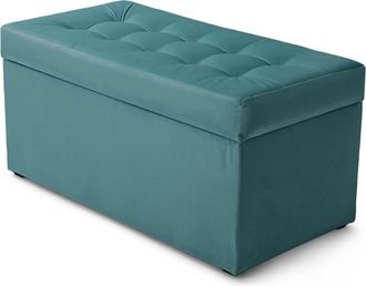 MG Design Polsterhocker 45 x 90 cm Blau mit Stauraum (ca. 100 L), belastbar bis 300 kg, sofort einsatzbereit & pflegeleicht - für Wohnzimmer, Schlafzimmer & Flu