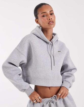 Lacoste Hoodie mit Logo und Cropped-Schnitt in Grau