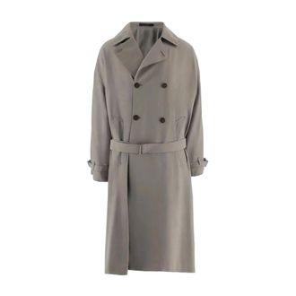 Giorgio Armani Trench Doppiopetto Over - - Coats - Damen - Grau - 2XL