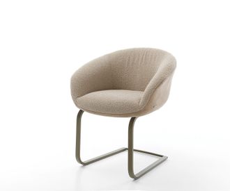 DELIFE Freischwinger Vinka-Flex mit Armlehnen Materialmix Schlamm Freischwinger flach Effektfinish Titan Taschenfederkern, Esszimmerst&uuml;hle