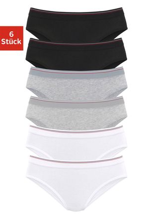 H.I.S Bikinislip H.I.S, Damen, Gr. 32/34, schwarz-wei&szlig; (grau, meliert, wei&szlig;, schwarz), Obermaterial: 95% Baumwolle, 5% Elasthan, unifarben, k&ouml;rpernah, Unter