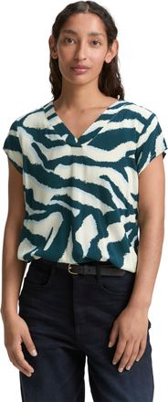 Tom Tailor Damen 1046216 Bluse, 38068-Abstract Teal Zebra Print, 36