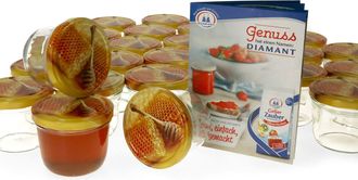 MamboCat 40er Set Einmachglas 230 ml I Schöne Rundgläser Einkochgläser mit Schraubdeckel mit Honigwabe als Honiggläser UVM I Twist Off to 82 I Aufbewahrungsglä