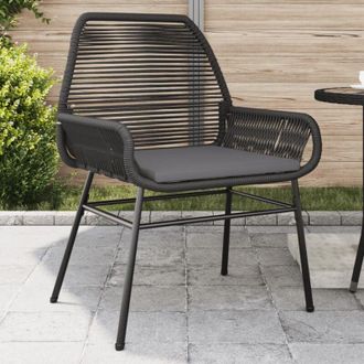vidaXL Gartenst&uuml;hle 2 Stk. mit Kissen Schwarz Poly Rattan - Vidaxl