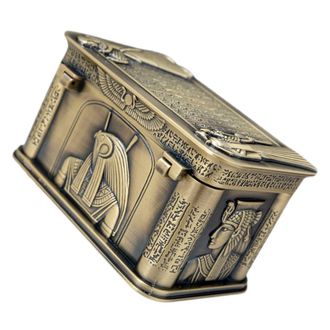 Holibanna Vintage Metall Schmuckschatulle Mit L&ouml;wenkopf-&auml;gyptisches Relief Kreative Aufbewahrungsbox F&uuml;r Ohrringe Und Schmuck Multifunktionaler Organizer Und De
