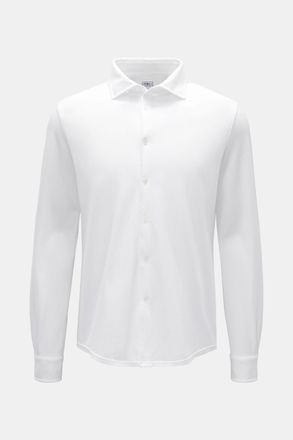 Fedeli Herren - Piqu&eacute;-Hemd Steve schmaler Kragen wei&szlig;