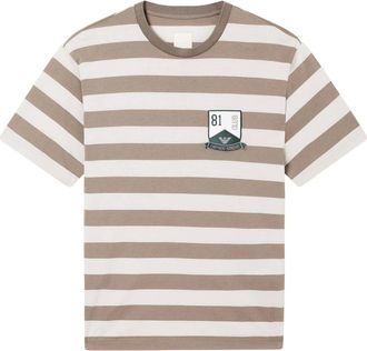 Emporio Armani Homme, Tops, Beige, Taille: XL T-shirt en coton ray&eacute;