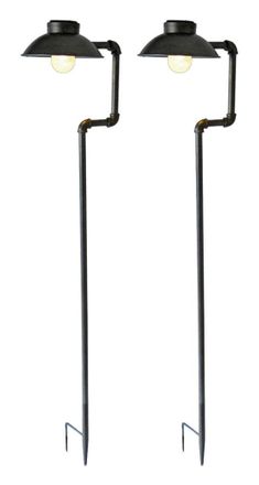 ETC Shop Etc-shop - 2er Set led Solar Au&szlig;en Lampen Garten Weg Beleuchtungen Erdspie&szlig; Steck Leuchten antik schwarz