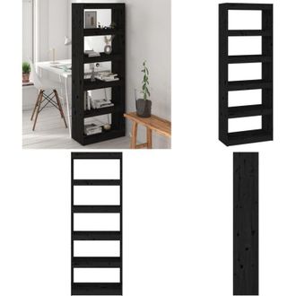 vidaXL Vidaxl - B&uuml;cherregal/Raumteiler Schwarz 60x30x167,5 cm Massivholz Kiefer - B&uuml;cherregal - Regal Schwarz - Holzm&ouml;bel - Kiefer Massiv - Raumteiler