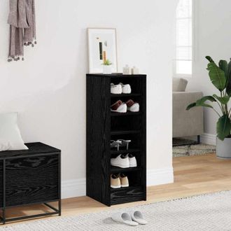 vidaXL Vidaxl - Meuble &agrave; chaussures avec &eacute;tag&egrave;re Ch&ecirc;ne noir 32 x 35 x 90 cm