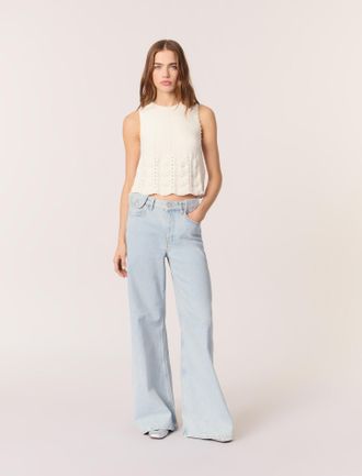 Maje Jean Large D&eacute;lav&eacute; - Bleu - Taille 36 - Maje