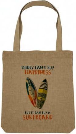 Fabulous Sac Shopping Tote Bag Aspect Lin - Surfboard - Money Cant Buy Happiness Sport Sea Sac de Courses Toile Epaisse 360g Beige Naturel Cabas Port&eacute; Epaule S