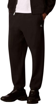 Calvin Klein Herren Jogginghose Terry Monogram mit Gesäßtasche, Schwarz (Black), XXL