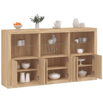 vidaXL Buffet avec lumi&egrave;res led ch&ecirc;ne sonoma 181,5x37x100 cm