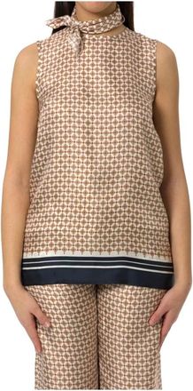 Max Mara Femme, Tops, Brun, Taille: 36 FR Top smanicato foulard