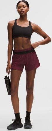 lululemon Short Hotty Hot doubl&eacute; taille haute pour Femmes - 10 cm - Burgundy - Taille 12