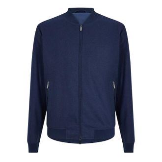 HUGO BOSS Bomberjacke f&uuml;r Herren, Gerippter &Auml;rmelaufschlag, Regul&auml;r (Dunkelblau)