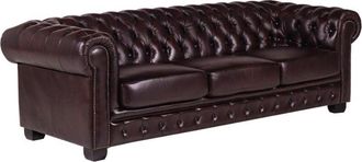 Vente-Unique Vente-unique - Canapé chesterfield 4 places brenton 100% cuir de buffle bordeaux