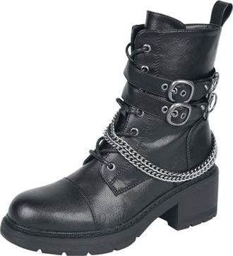 Rock Rebel by EMP Femme Bottes Noires avec la&ccedil;age et cha&icirc;ne Optique EU38