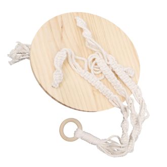 TOPBATHY CORHAD Makramee H&auml;ngeregal aus Naturholz mit Baumwollseil und Quasten Boho Pflanzenwandregal f&uuml;r Wohnzimmer und Schlafzimmer Rustikales Wandregal zur 