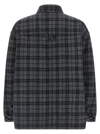 Willy Chavarria Check Patterned Wool Overshirt - Charcoal