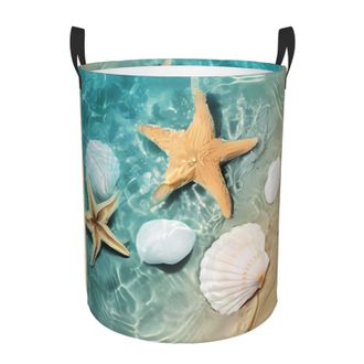 Generic Seesterne, Muscheln, Sommerstrand W&auml;schekorb Rund W&auml;schek&ouml;rbe Stehender W&auml;scheeimer F&uuml;r Kuscheltier Decken Spielzeug