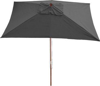 Hhg Parasol droit 2x3m en polyester 180g/m&sup2; - Structure en bois - Syst&egrave;me de palans pour ouverture facile - Poids 6kg - Couleur anthracite