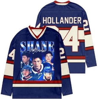 Generic Heated Rivalry Rozanov 81 Hollander 24 Maillot de hockey inspir&eacute; du hockey - Pull unisexe col en V &agrave; manches longues, haut de sport style fan pour les