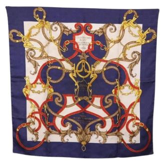 Herm&egrave;s Pre-owned Silk Scarf - Femme - Pre-owned - Bleu - Taille: ONE Size