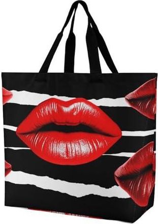 Generic Baiser Aux L&egrave;vres Rouges Sac Fourre-Tout D&eacute;contract&eacute; Sacs Grand Sac A Main Femmes Pour Universit&eacute; Plage Travail