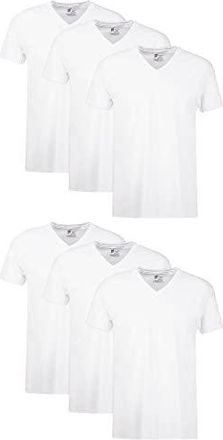 Hanes 777 Vp6 Tee-Shirts col en V pour Homme, Blanc, Lot de 6 - Blanc - Small