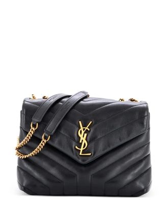 Saint Laurent sac port&eacute; &eacute;paule Loulou matelass&eacute; &agrave; chevrons en cuir petit format - Noir