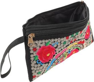 FOMIYES Pochette Brod&eacute;e Ethnique &agrave; Motif Floral Rose Paquet &agrave; Main Vintage Compact et Spacieux Tissu Solide pour Mariage Soir&eacute;es et Usage Quotidien Pochette d