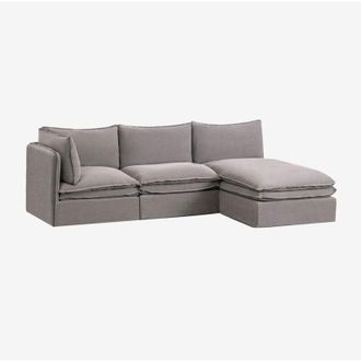 Sklum Sklum - Grace 3-teiliges modulares Chaiselongue-Sofa aus Leinen und Baumwolle